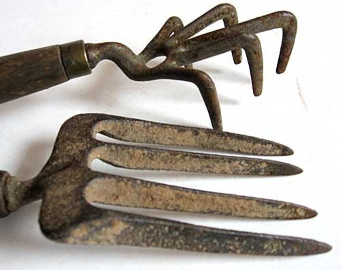 Pair of Antique 1930's Vintage Wooden Handled Garden Tools - Etsy