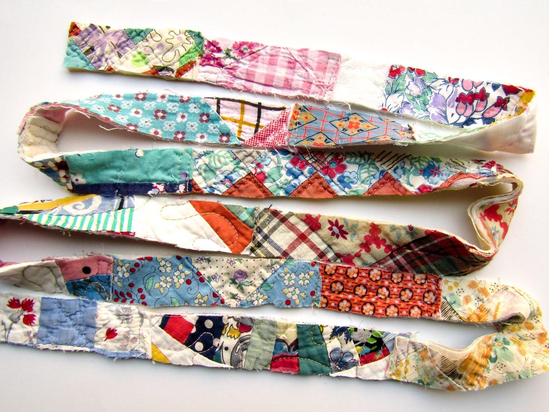 Scrappy Recycled Patchwork Quilt Ribbon, Pieced Strip Made W Many ...