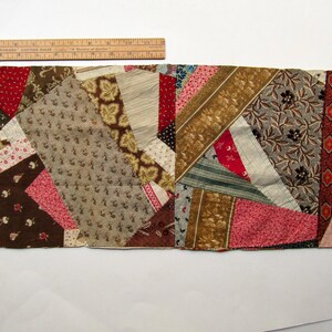 Antique 1890's Calico Fabrics Quilt Block, Quilt Square, Scrappy Crazy ...