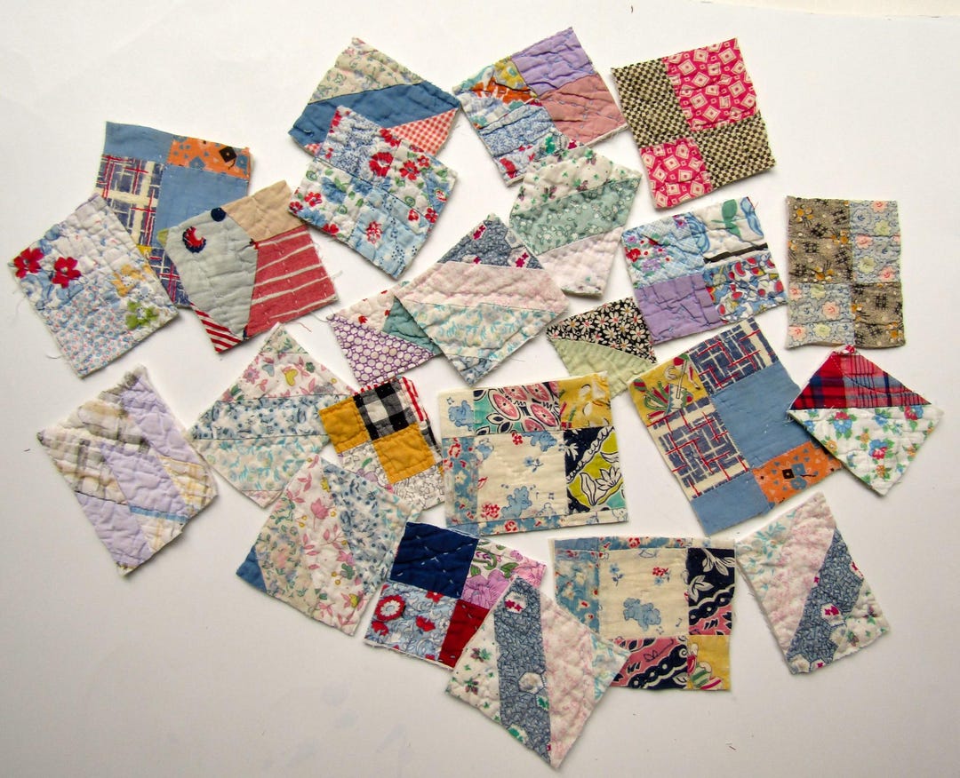 Mixed Patterns Bundle of Antique and Vintage Patchwork Quilt Pieces for ...