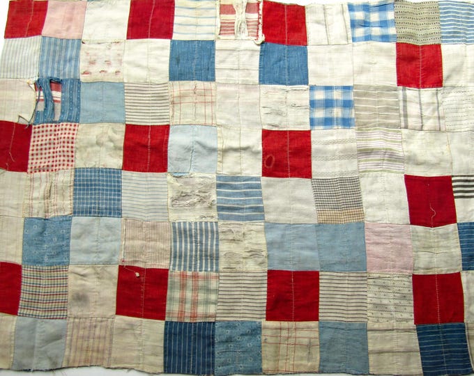 Antique 1920s Era Red, White and Blue Barn Quilt Piece, Primitive ...