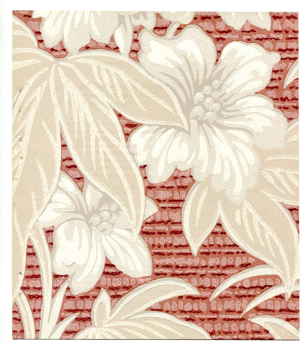 Vintage 1940 Floral Design Wallpaper Print for Wall Decor, Journal, Fat ...