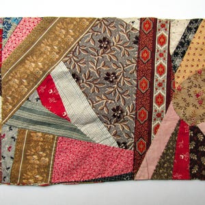 Antique 1890's Calico Fabrics Quilt Block, Quilt Square, Scrappy Crazy ...