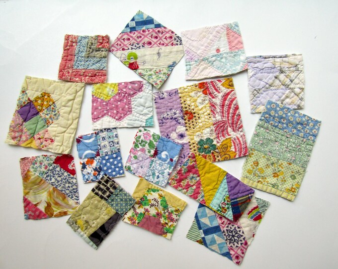 Mixed Patterns Bundle of Vintage Patchwork Quilt Pieces for Projects ...