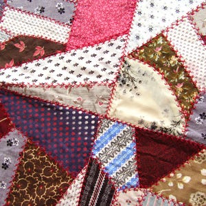 Antique 1890's Calico All Cottons Quilt Section, Outline Stitched ...