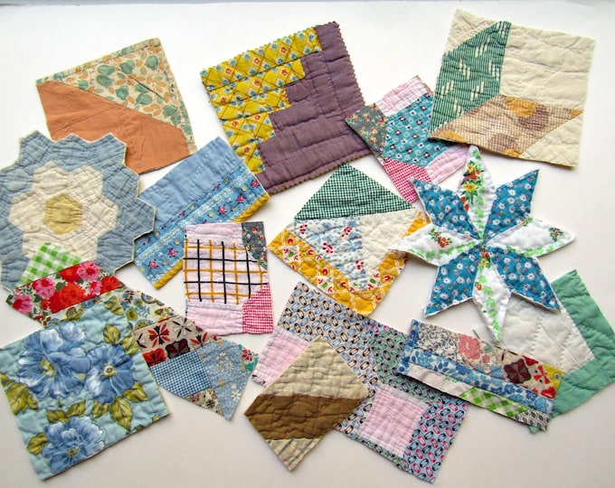 Mixed Patterns Bundle of Antique and Vintage Patchwork Quilt Pieces for ...