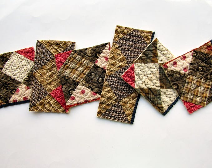 Antique 1890's Calico Fabrics Quilt Block, Quilt Square, Scrappy Crazy ...