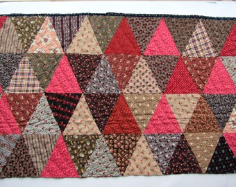 Antique 1890 Era Calico Fabrics Geese and Block Tied Quilt Section for ...