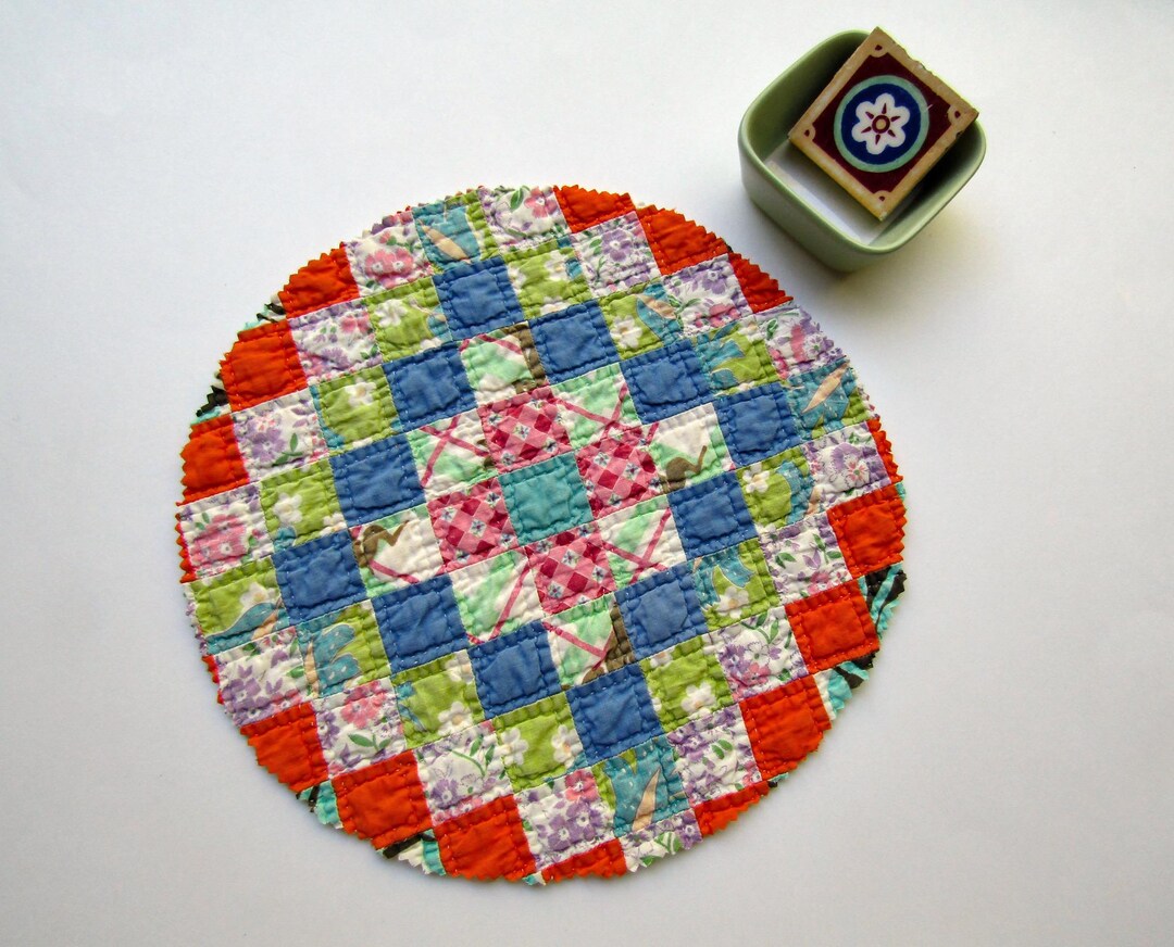 Rustic, Farmhouse Decor 10 Inch Round Table Mat, 1930's Vintage Postage ...