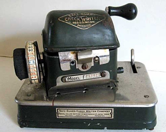 Antique Safe Guard Check Writer Machine for Your Vintage Office Decor ...