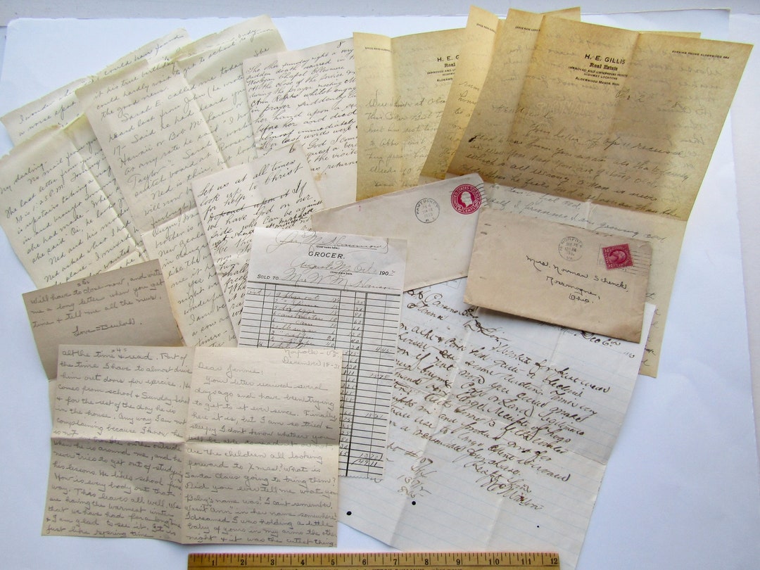 Antique Paper Ephemera, Handwritten Papers 1890's to 1940's, Letters ...