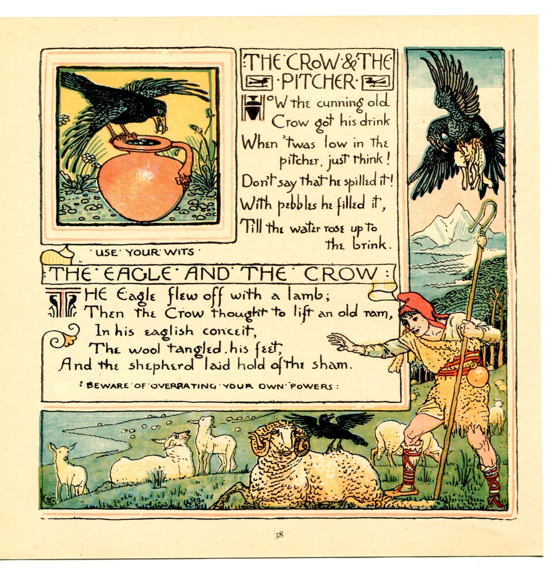 Victorian Walter Crane Aesop Fables Bookplate Illustration - Etsy