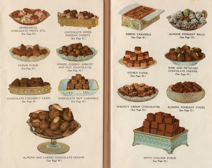 Pair of 1920's Vintage Chocolate Desserts Illustration Prints for ...