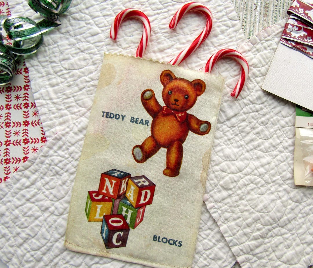 Upcycled Cloth Picture Book Bag, Open Top Small Bag for Supplies ...