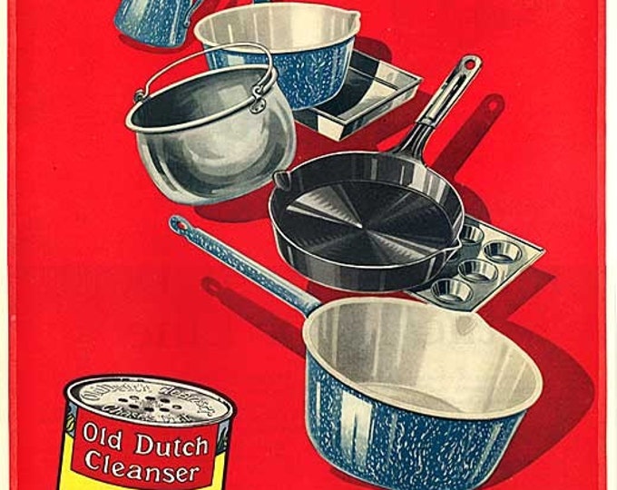 1919 Blue and White Agate Cookware Old Dutch Cleanser Advertising ...