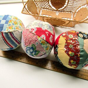 Upcycled Vintage Scrappy Quilt Balls, Patchwork Balls Made From Old Quilts, Set of 3 Balls, Bowl ...