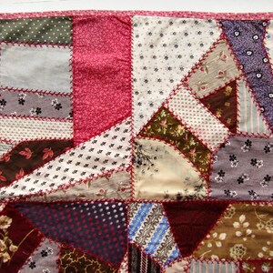 Antique 1890's Calico All Cottons Quilt Section, Outline Stitched ...