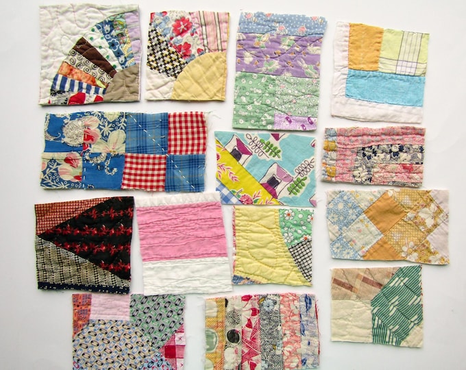Mixed Patterns Bundle of Antique and Vintage Patchwork Quilt Pieces for ...