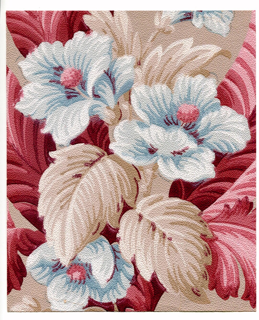 Vintage 1940 Floral Design Wallpaper Print for Wall Decor, Journal ...