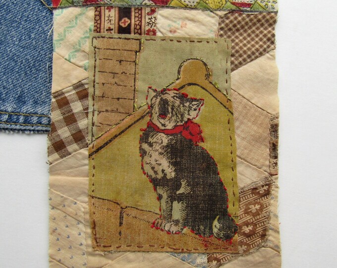 Cat on a Hot Tin Roof Scene Patchwork Mini Quilt, Mat, Decoration ...