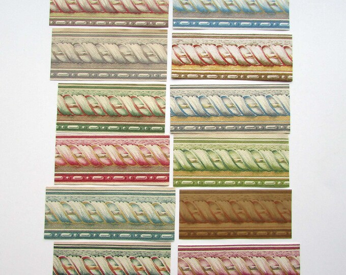 Set of 12 Vintage 1950's Wallpaper Border Strips, Scraps, for Junk ...