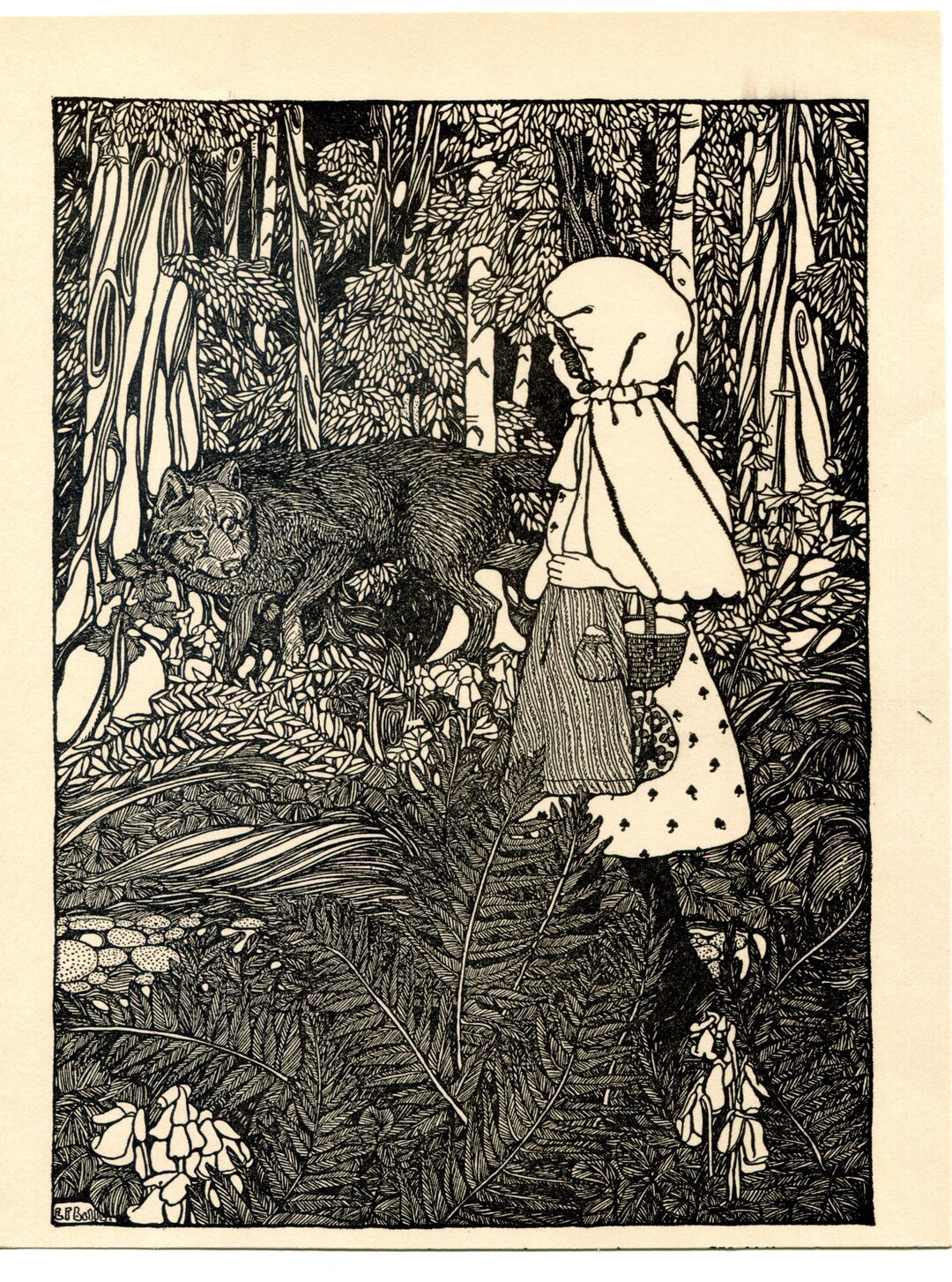 Antique 1910's Red Riding Hood and the Wolf by Ethel Betts Original ...