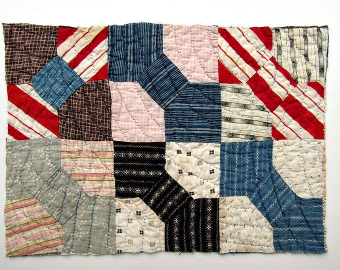 Antique 1890's Calico Fabrics Quilt Block, Quilt Square, Scrappy Crazy ...