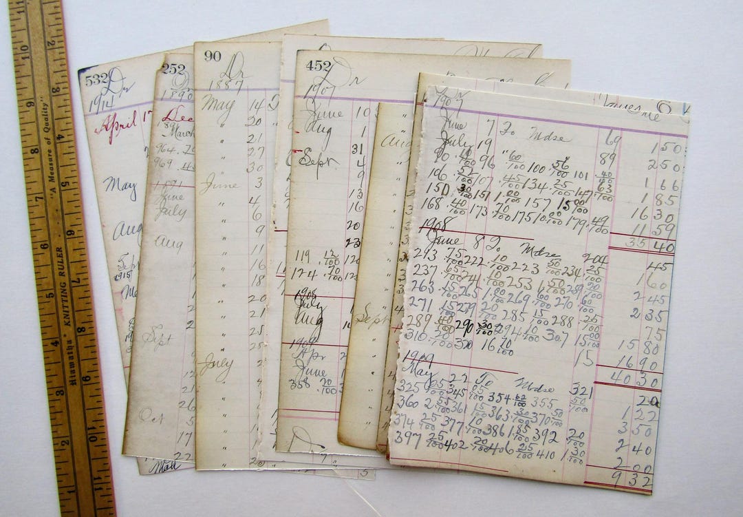 10 Antique Hand Written Ledger and Accounting Pages for Your Journals ...