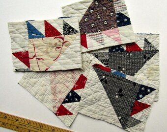 Antique 1890 Era Calico Triangle Patchwork Quilt Piece, 18 Inch Quilt ...