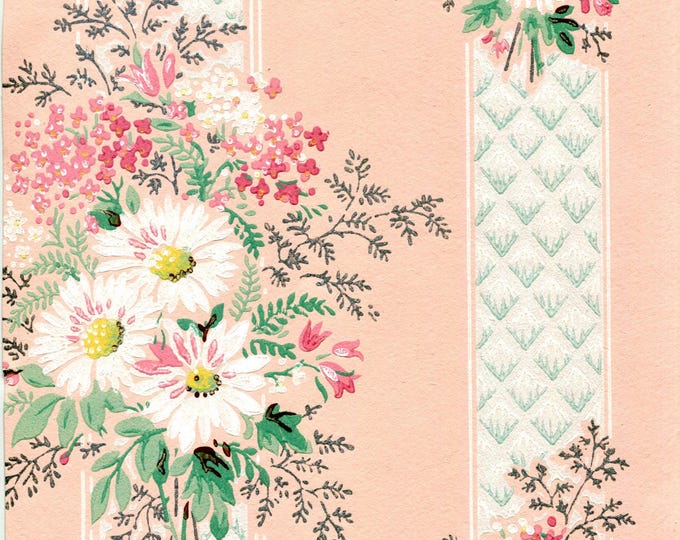 Vintage 1940 Floral Design Wallpaper Print for Wall Decor, Journal ...