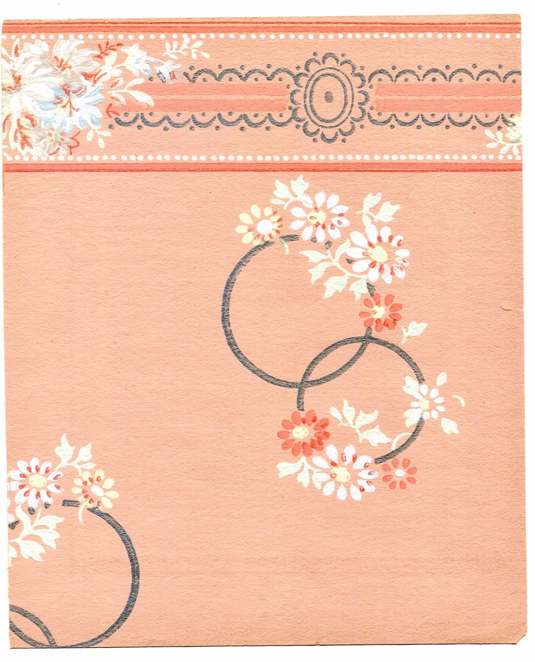 Vintage 1940 Floral Design Wallpaper Print for Wall Decor, Flowers and ...