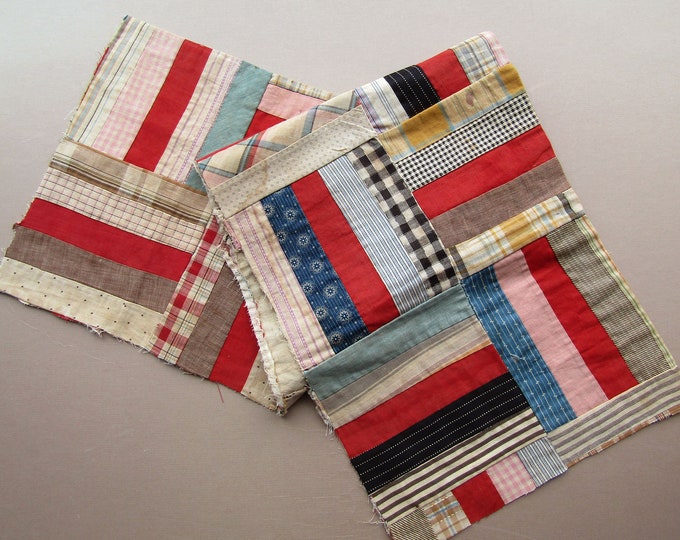 Timeworn and Faded Fence Rail Geometric Antique Patchwork With Backing ...
