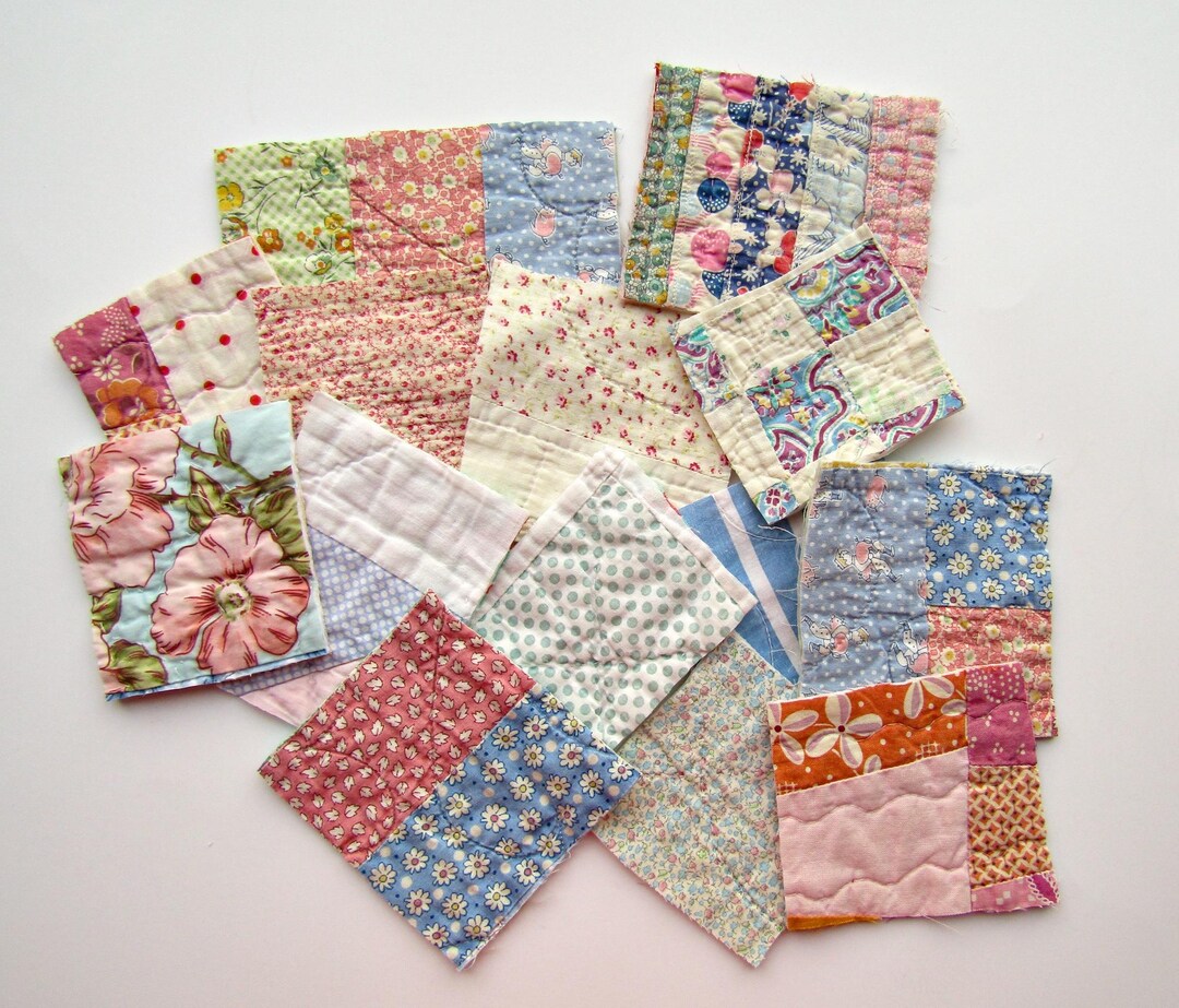 Mixed Patterns Bundle of Antique and Vintage Patchwork Quilt Pieces for ...