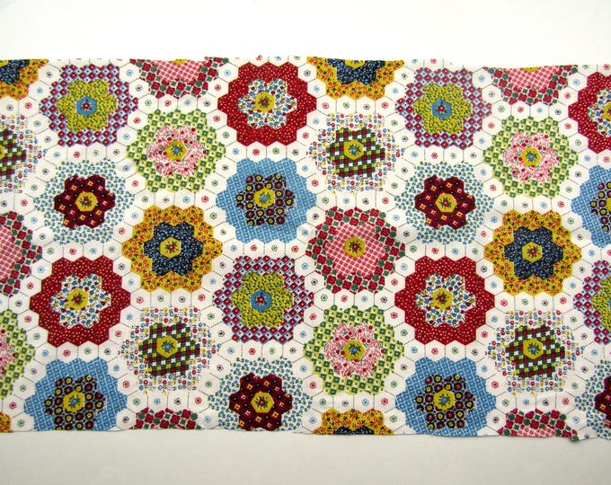 Vintage 1930's Garden Flowers Cheater Cotton Fabric, Grandmother's ...