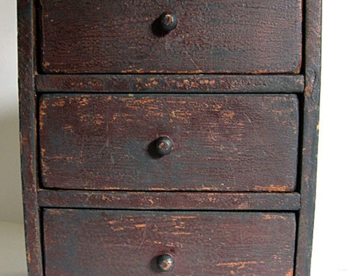 Antique Wood 3 Drawer Small Table Top Cabinet With Original Finish for ...