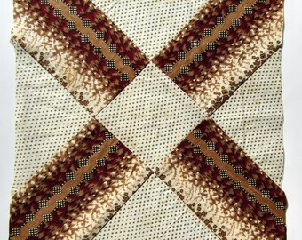 Antique 1890's Calico Fabrics Quilt Block, Quilt Square, Scrappy Crazy ...