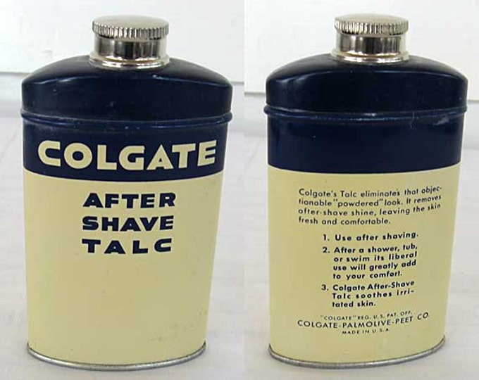 Vintage 1940's Colgate After Shave Talc Advertising Tin, Mint W ...