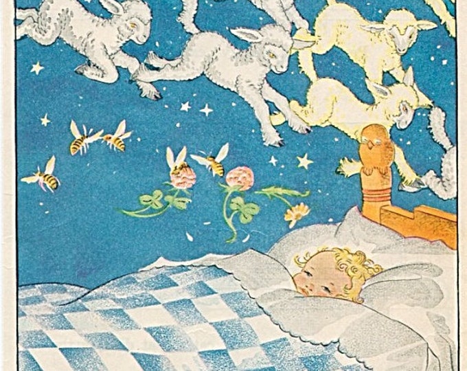 1930 Vintage Lullaby Baby Counting Lambs Illustration Print to - Etsy