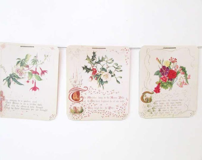 Paper Banner With Victorian Flowers and Verses Double Sided - Etsy