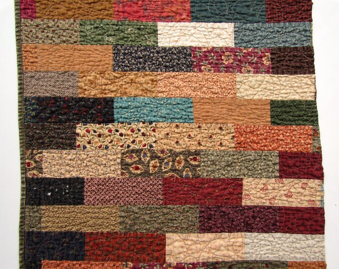 Recycled Bricks Pattern Scrappy Patchwork Quilt Section With Earth Tone ...