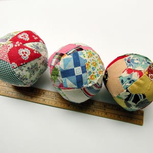Upcycled Vintage Scrappy Quilt Balls, Patchwork Balls Made From Old Quilts, Set of 3 Balls, Bowl ...