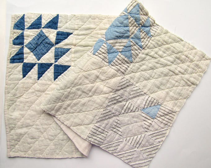 Antique 1920s Farmhouse Blue, White, Black Shirting, Calico Fabrics ...