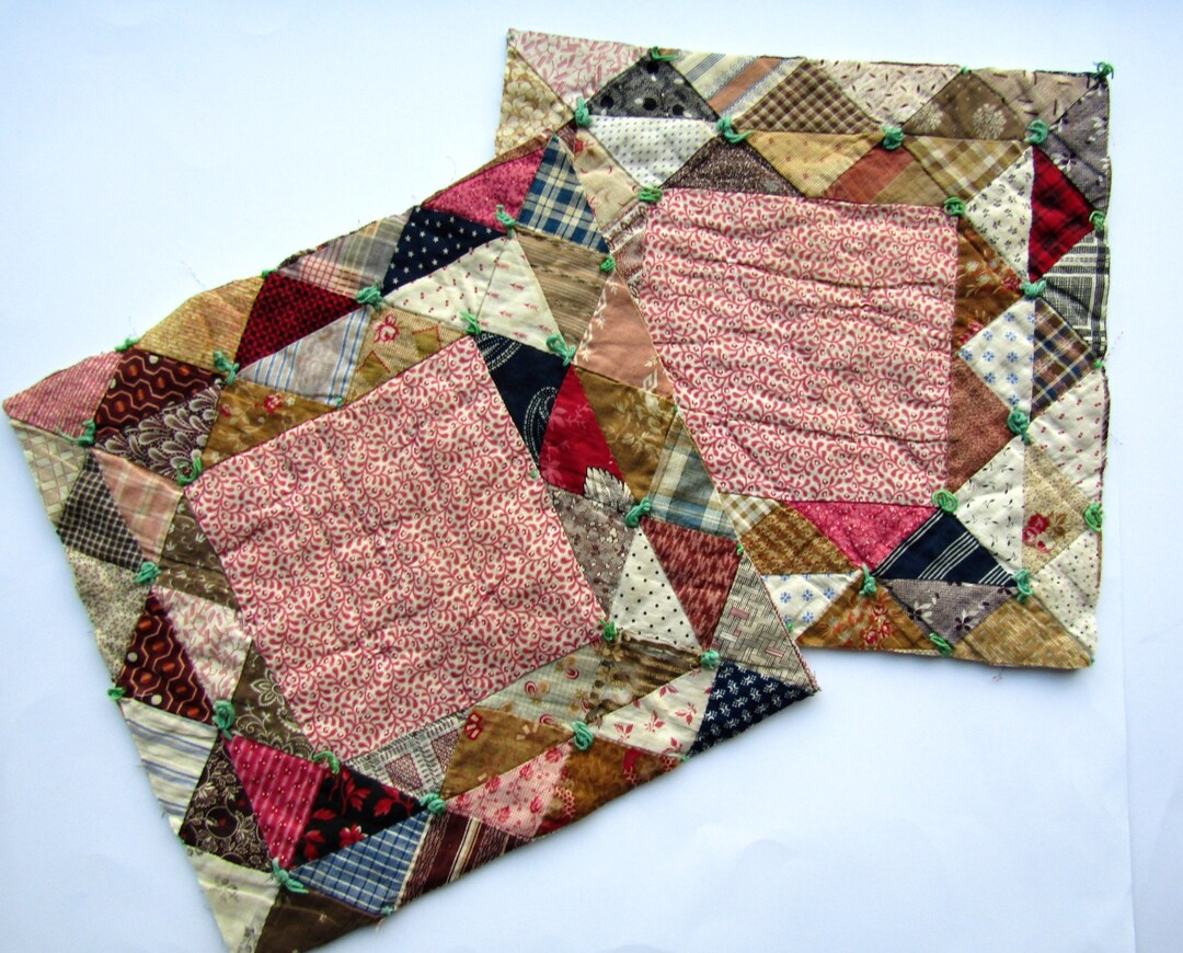 Two Antique 1890 Era Calico Fabrics Geese and Block Quilt - Etsy