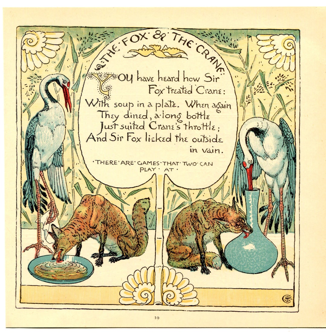 Victorian Walter Crane Aesop Fables Bookplate Illustration - Etsy