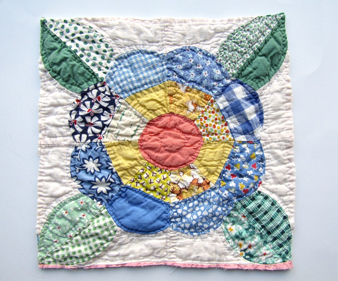 Extra Nice Vintage 1930's Octagonal Flower & Petals Quilt Square, 10 ...