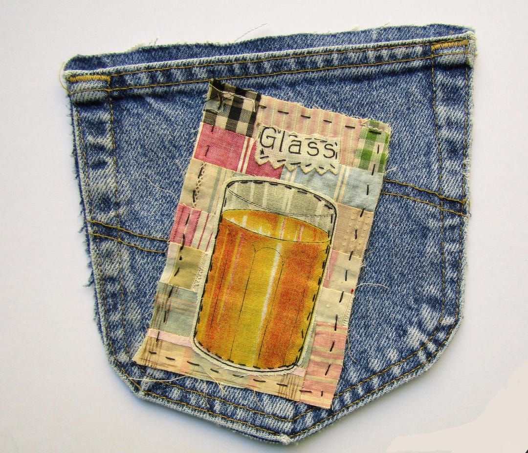 Glass of Orange Juice Antique Quilt Piece Patch, Decoration, Journal ...