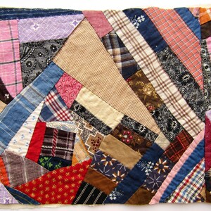 Victorian Cottons Crazy Quilt Piece, Scrappy Design, 1890 Vtg ...