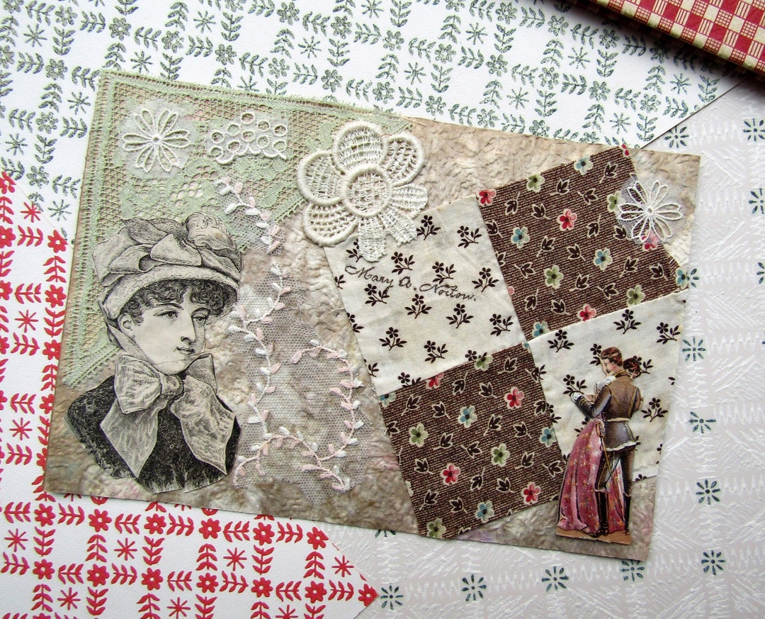 Original Collage Art Card, Vintage Holiday Images for Gift, Journal ...