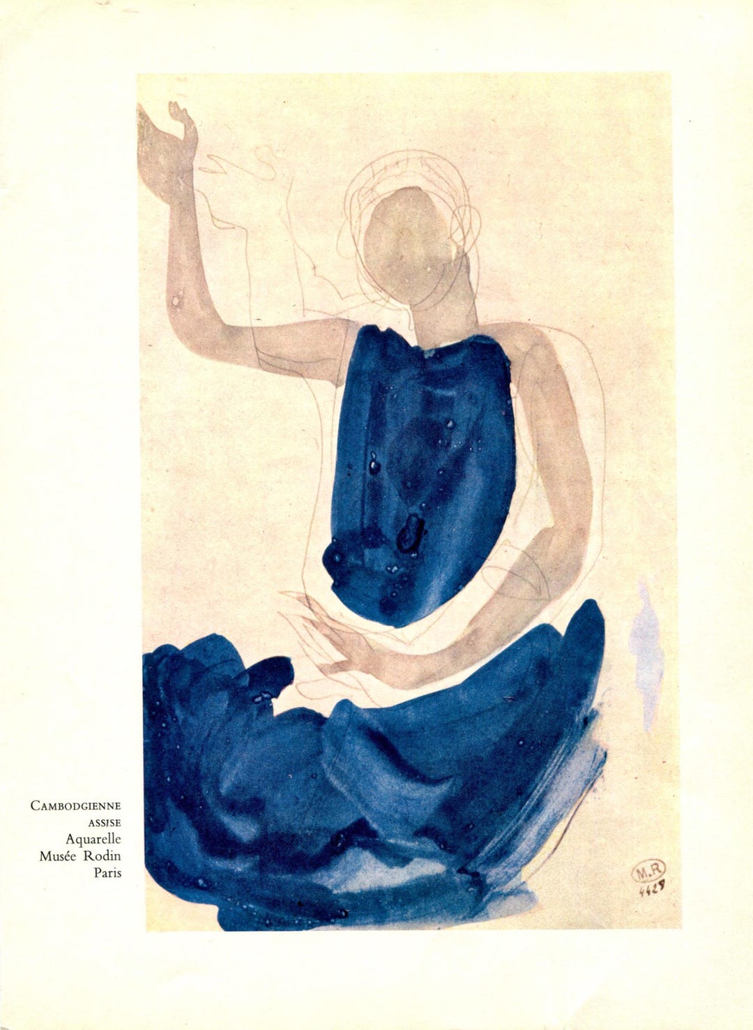 Vintage 1950's Auguste Rodin Watercolor Bookplate Illustration, Print ...