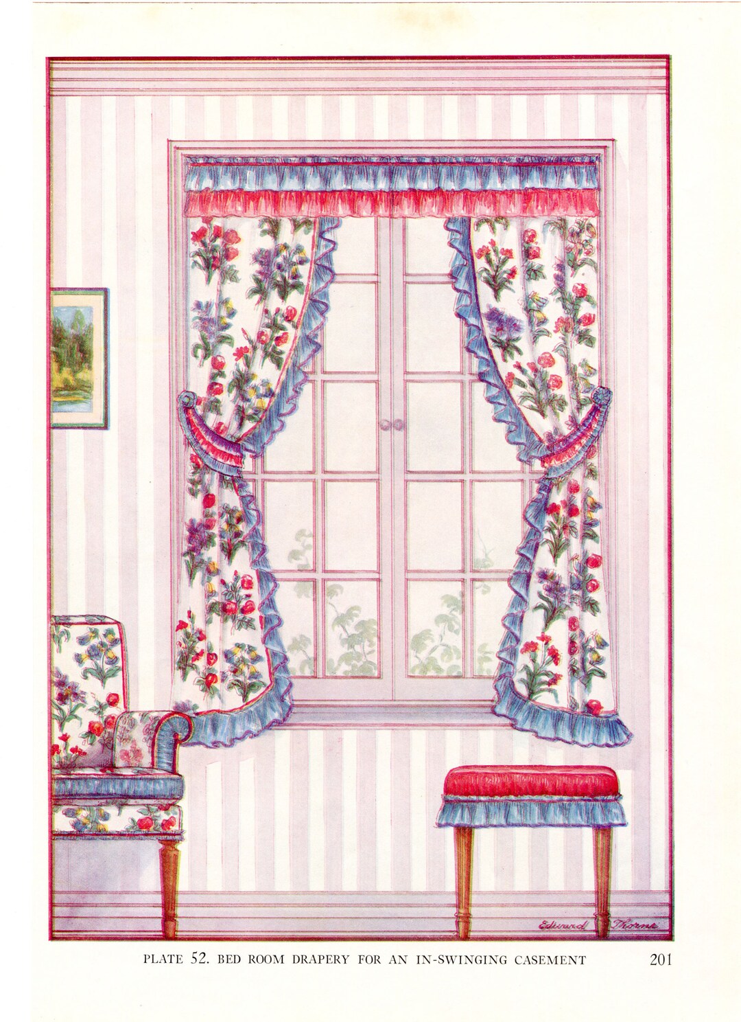 Vintage 1937 Art Deco Interior Decorative Drapes Textiles - Etsy